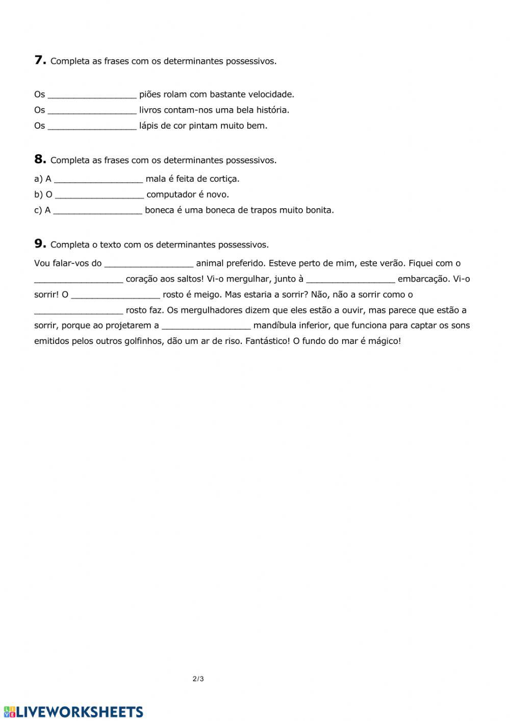 Gramática online worksheet for 3 | Live Worksheets