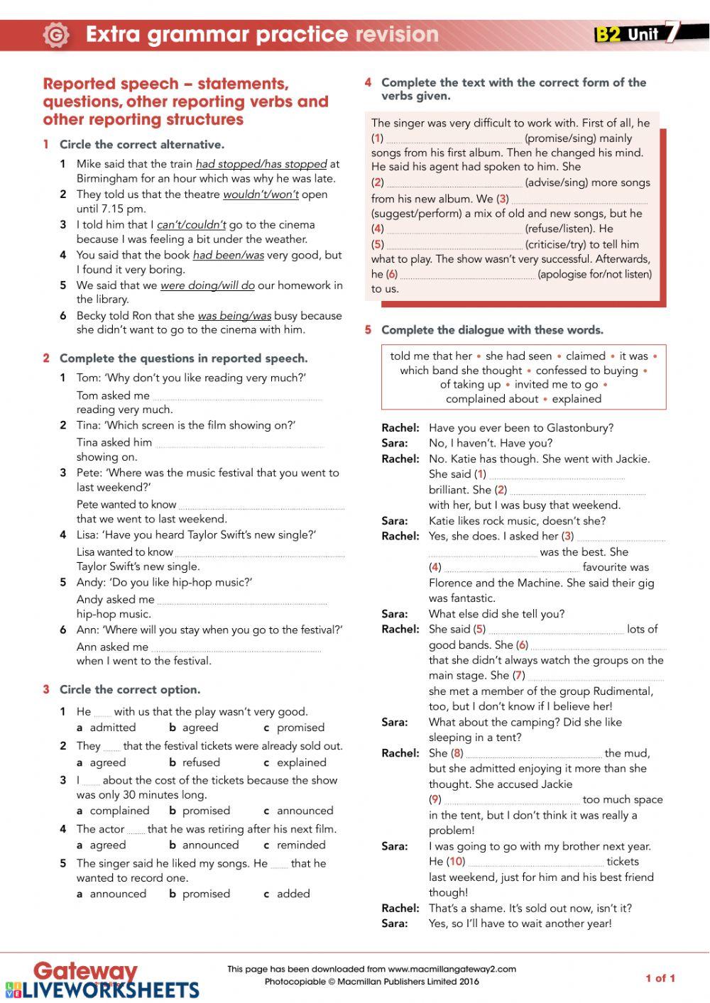 Gateway B2 Unit 7 REVISION online exercise for | Live Worksheets