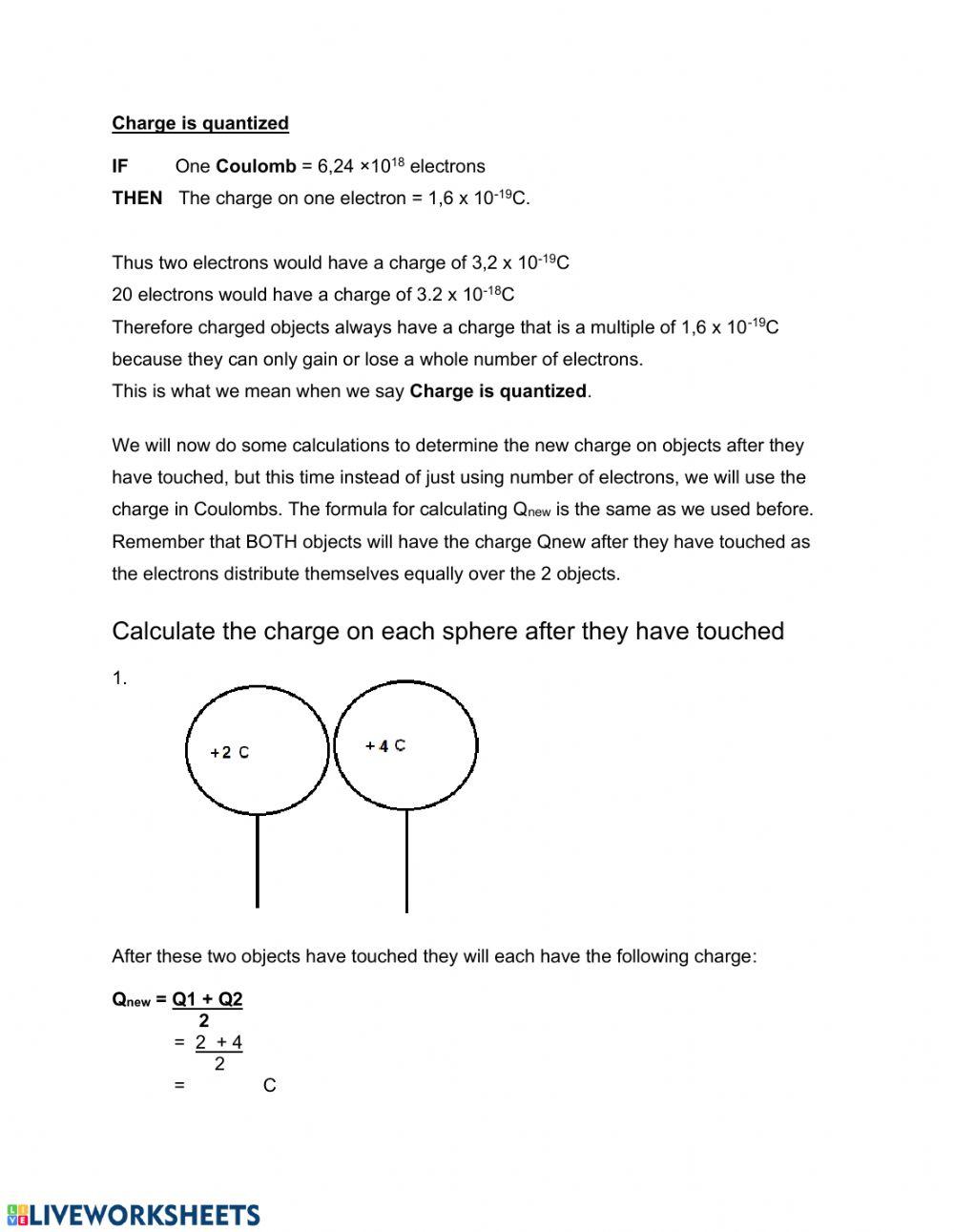 Electrostatics 3 worksheet | Live Worksheets