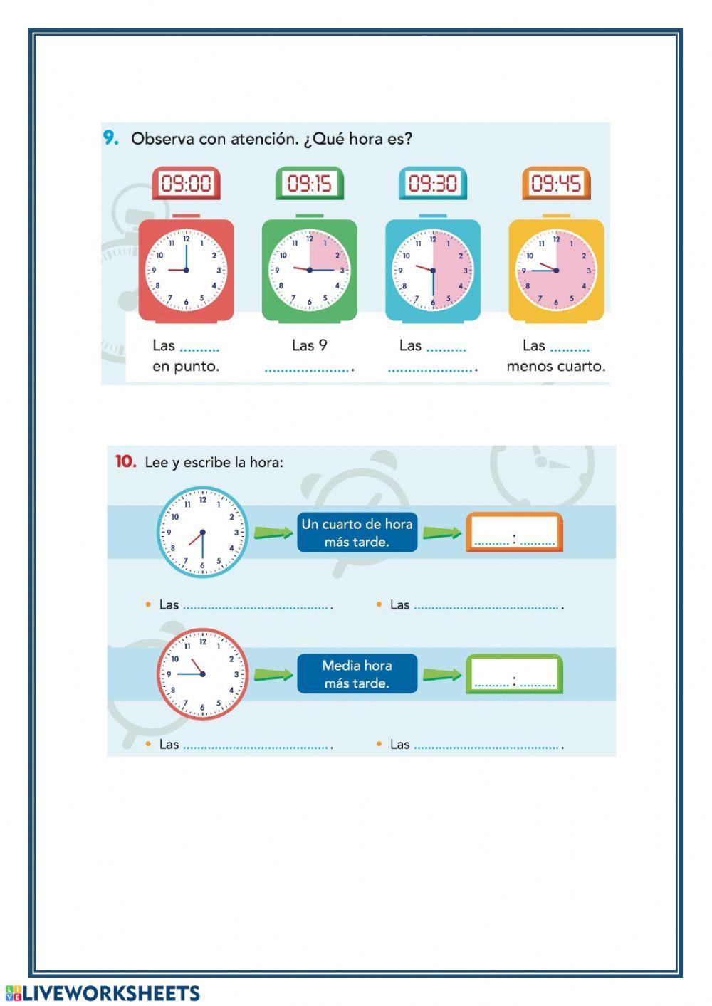 Relojes interactive worksheet | Live Worksheets