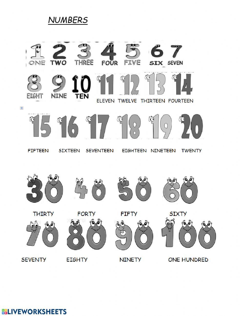 Numbers online pdf worksheet | Live Worksheets