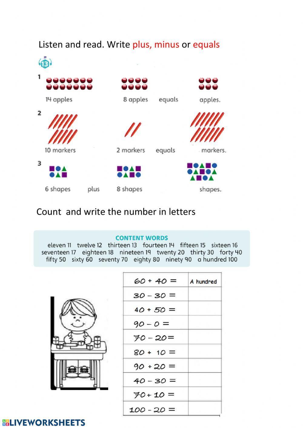 Plus or minus ? | Free Interactive Worksheets | 104849
