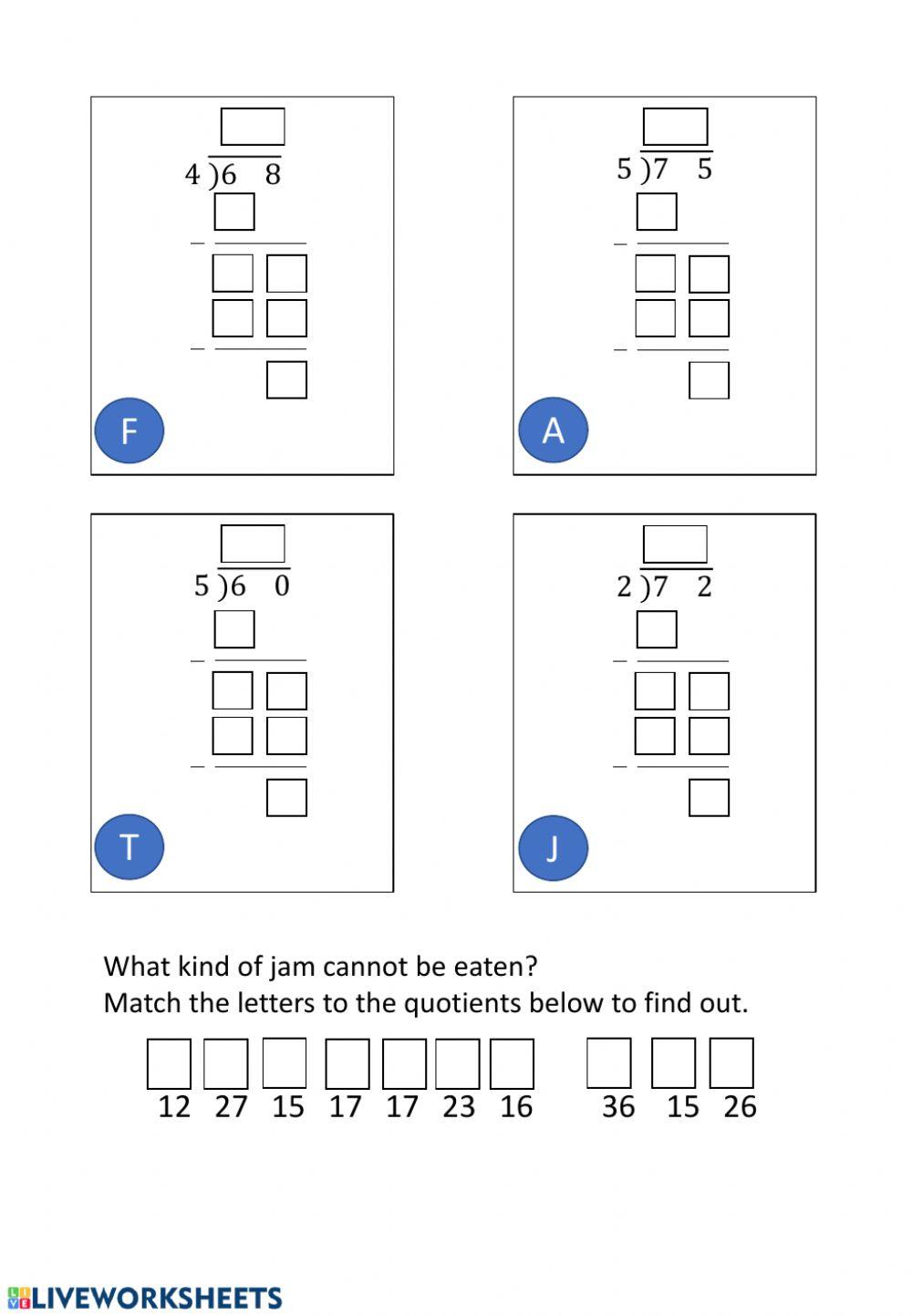 Division with R… | Free Interactive Worksheets | 105087