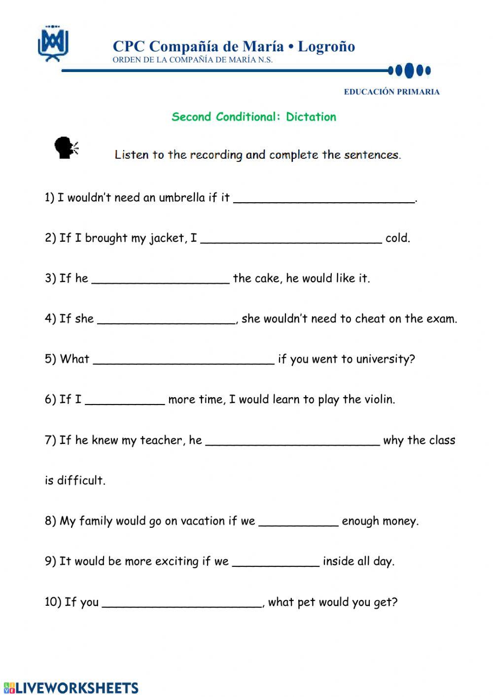 2nd conditional dictation online exercise for | Live Worksheets