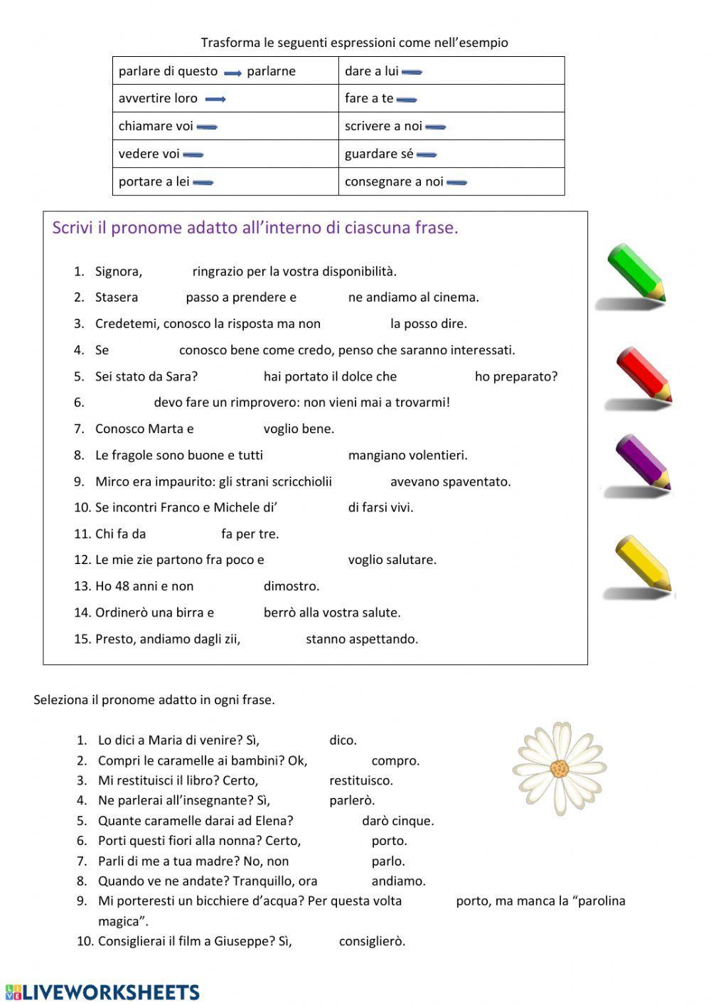 Pronomi Persona… | Free Interactive Worksheets | 105299