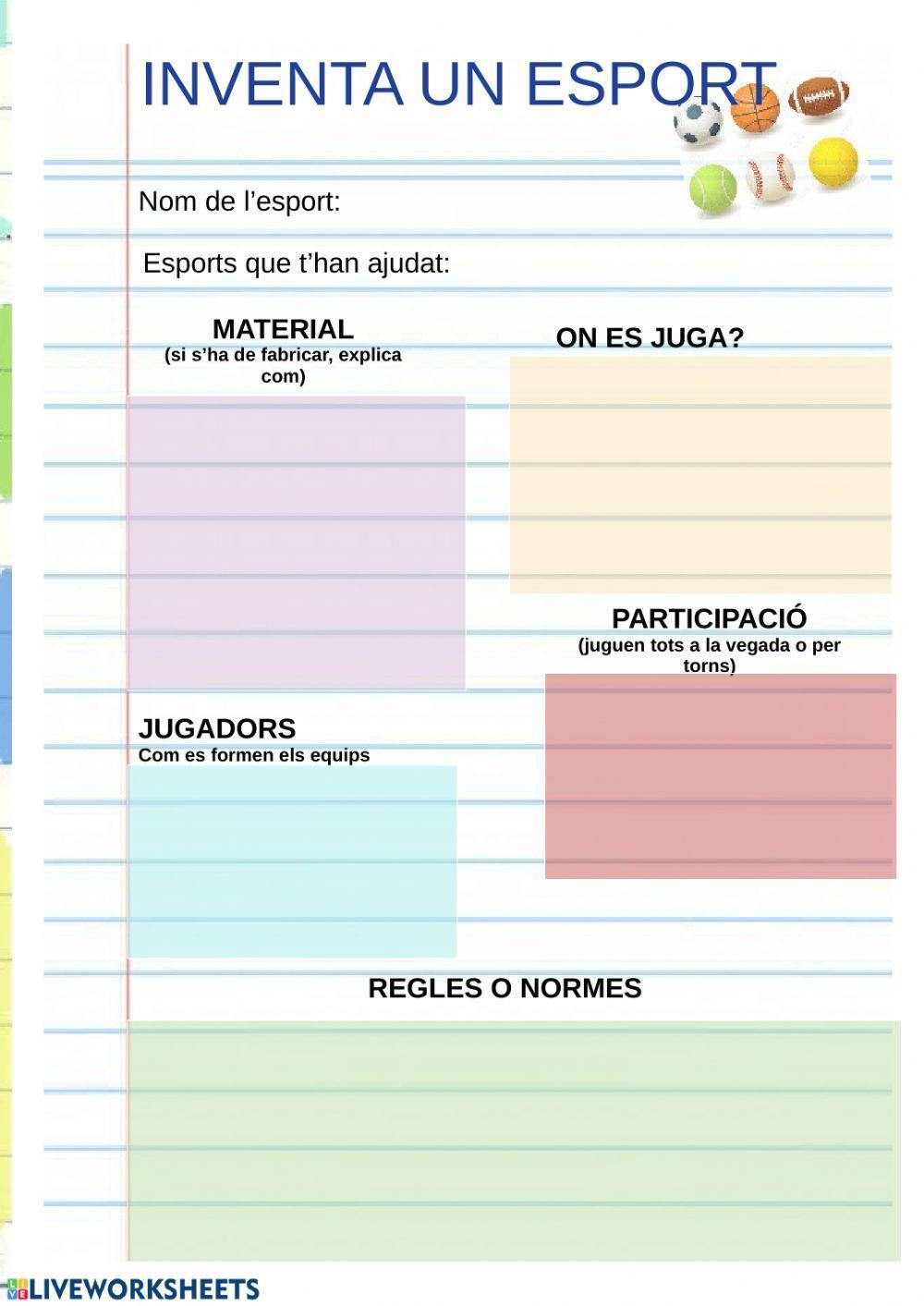 Inventa un espo… | Free Interactive Worksheets | 105138