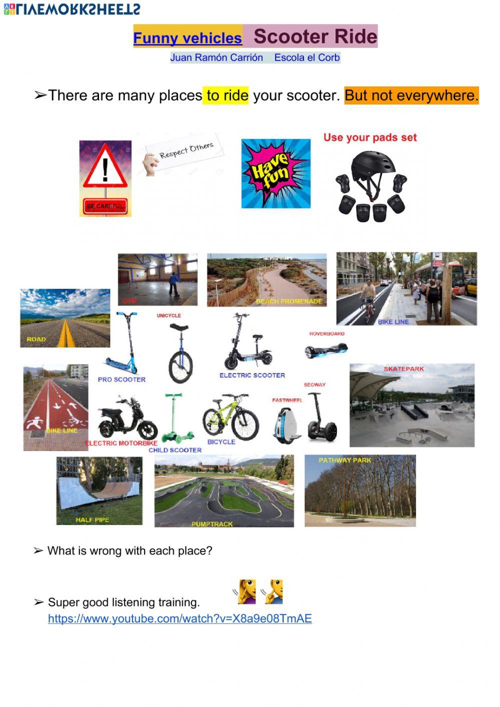 Scooter ride | Free Interactive Worksheets | 105292