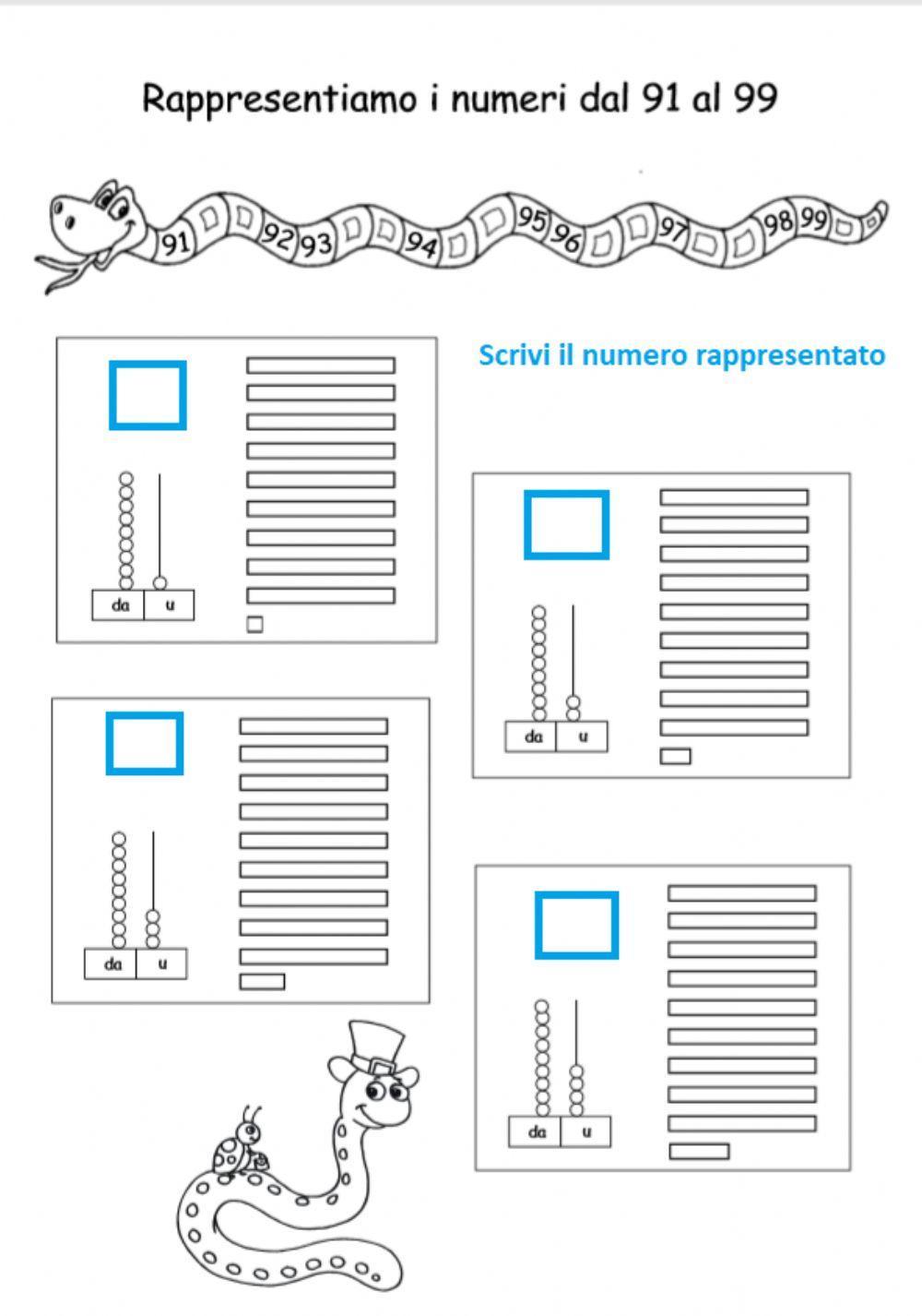 Numeri da 91 a 94 worksheet | Live Worksheets
