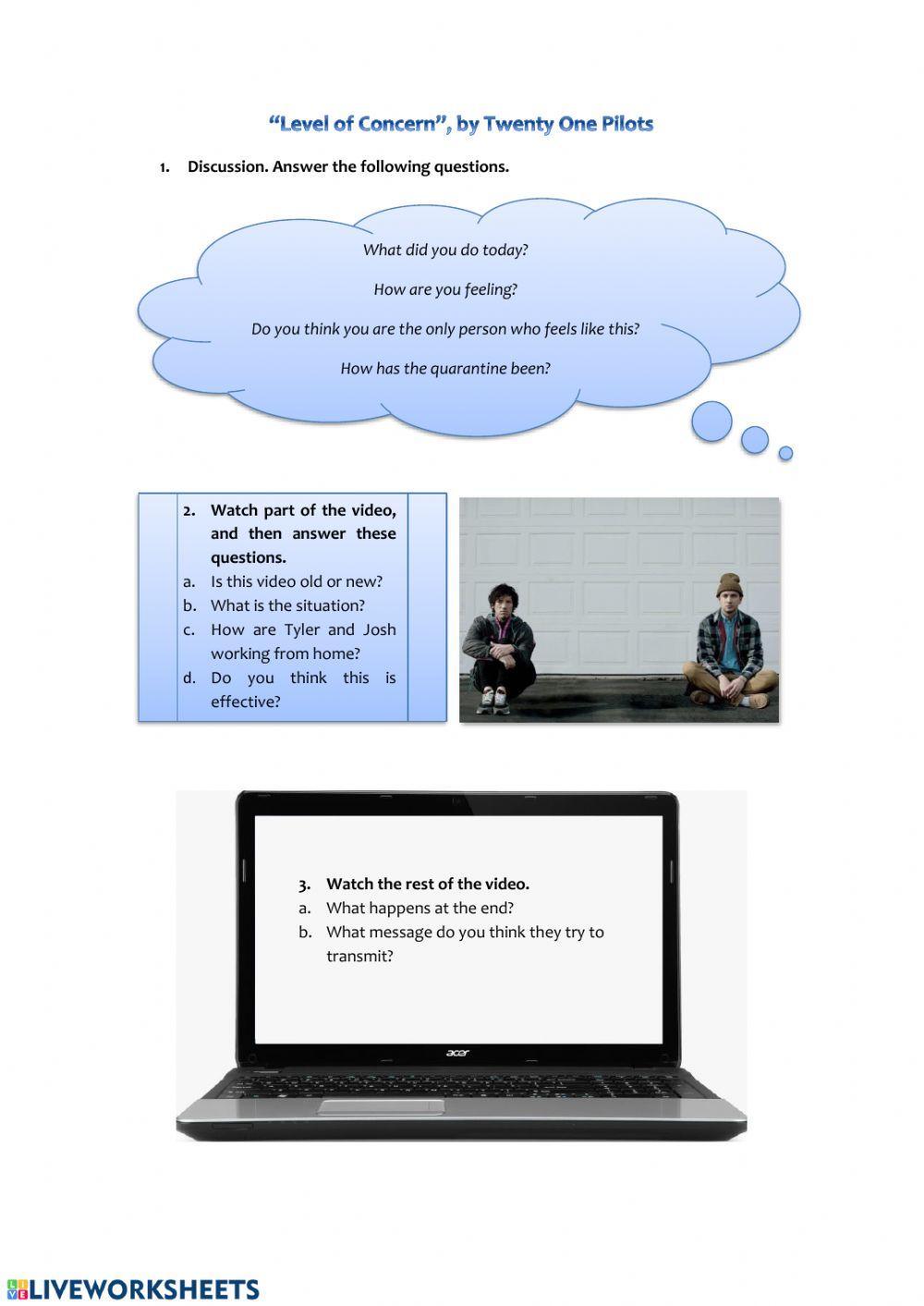 Level Of Concern interactive worksheet | Live Worksheets