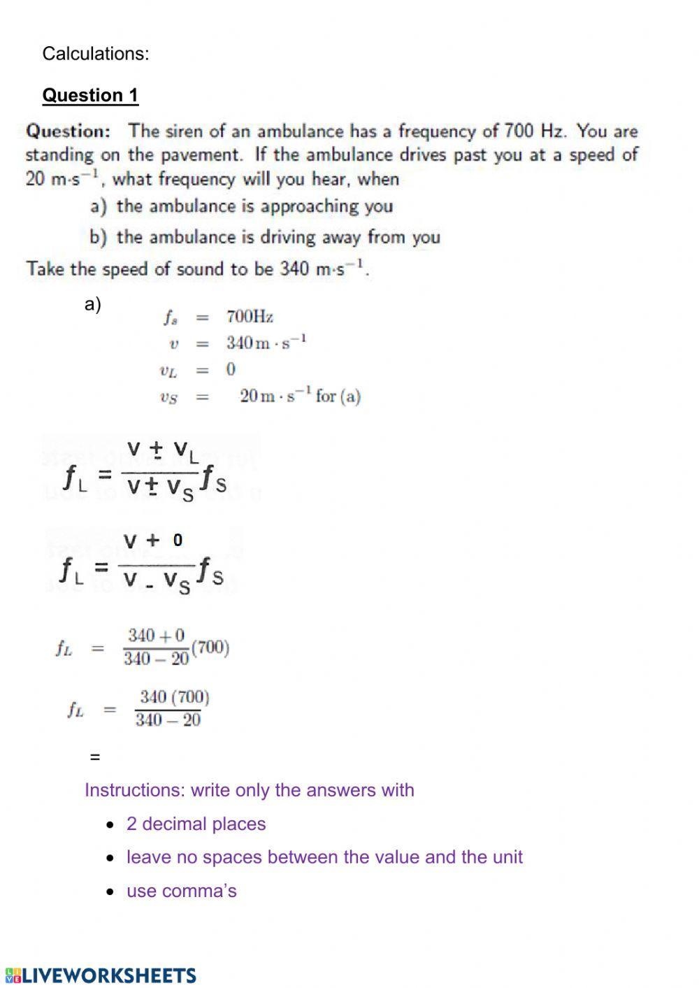 Doppler effect 3 | Free Interactive Worksheets | 106219