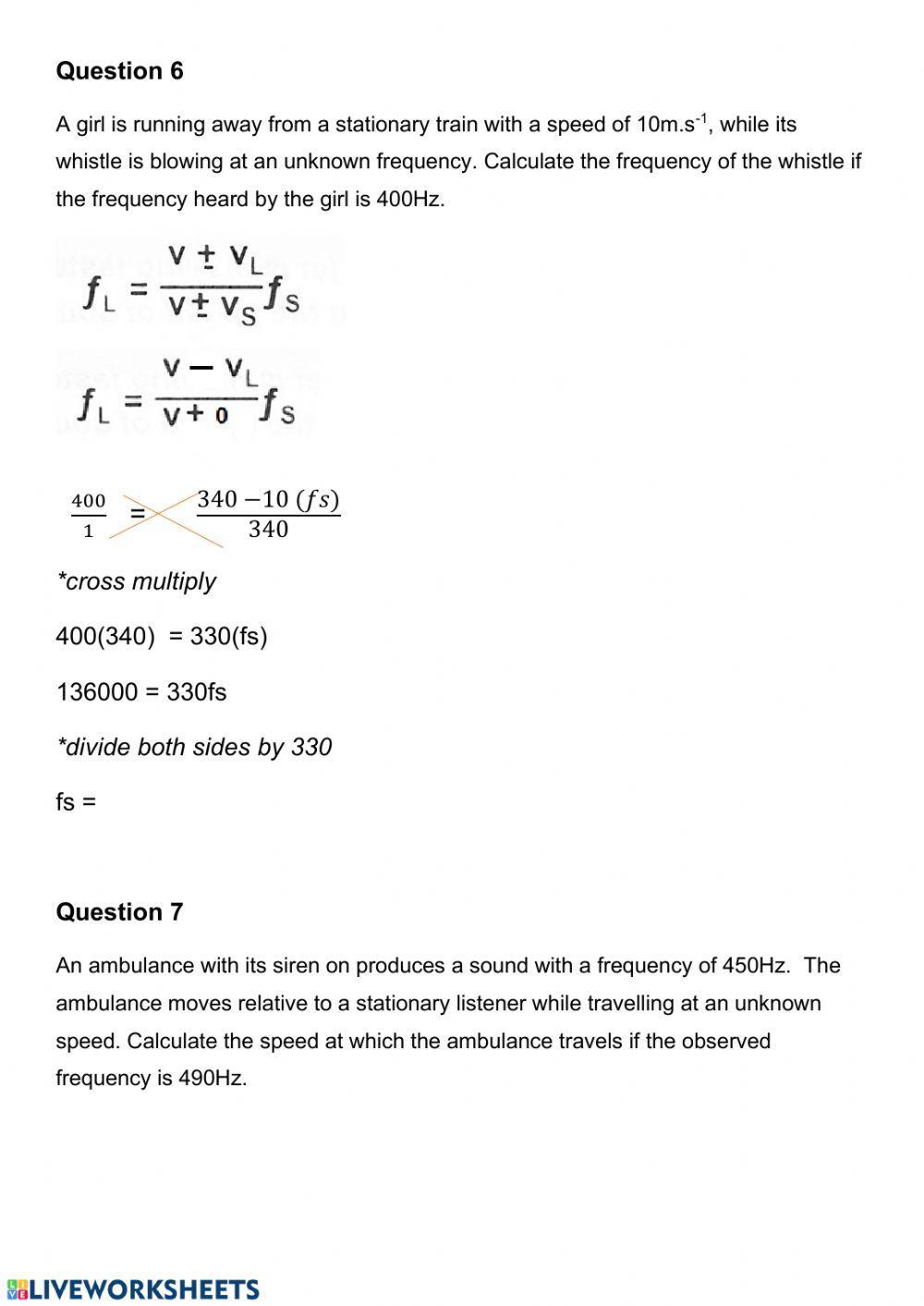 Doppler effect 3 | Free Interactive Worksheets | 106219