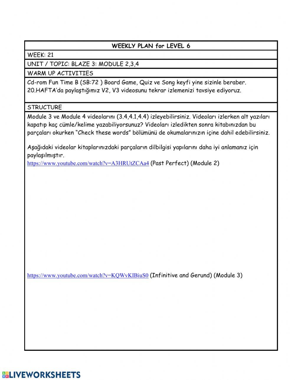 level 6 wp 21 worksheet | Live Worksheets