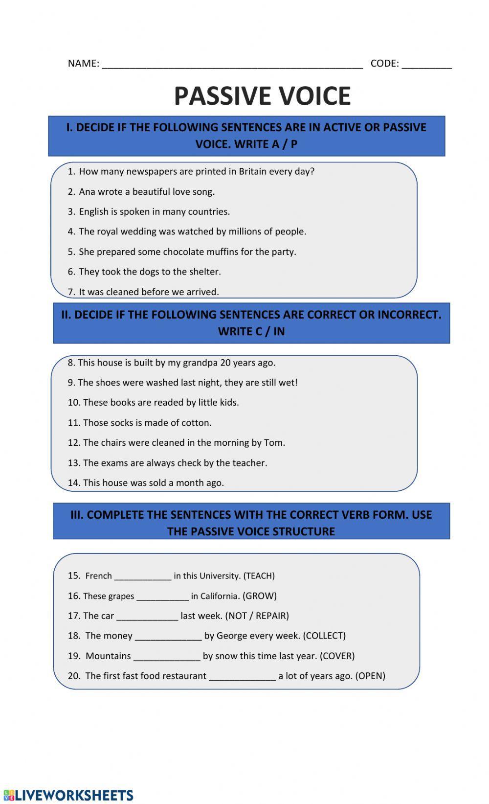 Passive voice practice 107071 | Laura82 | Live