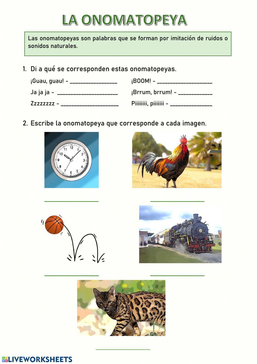 Onomatopeya | Free Interactive Worksheets | 107162