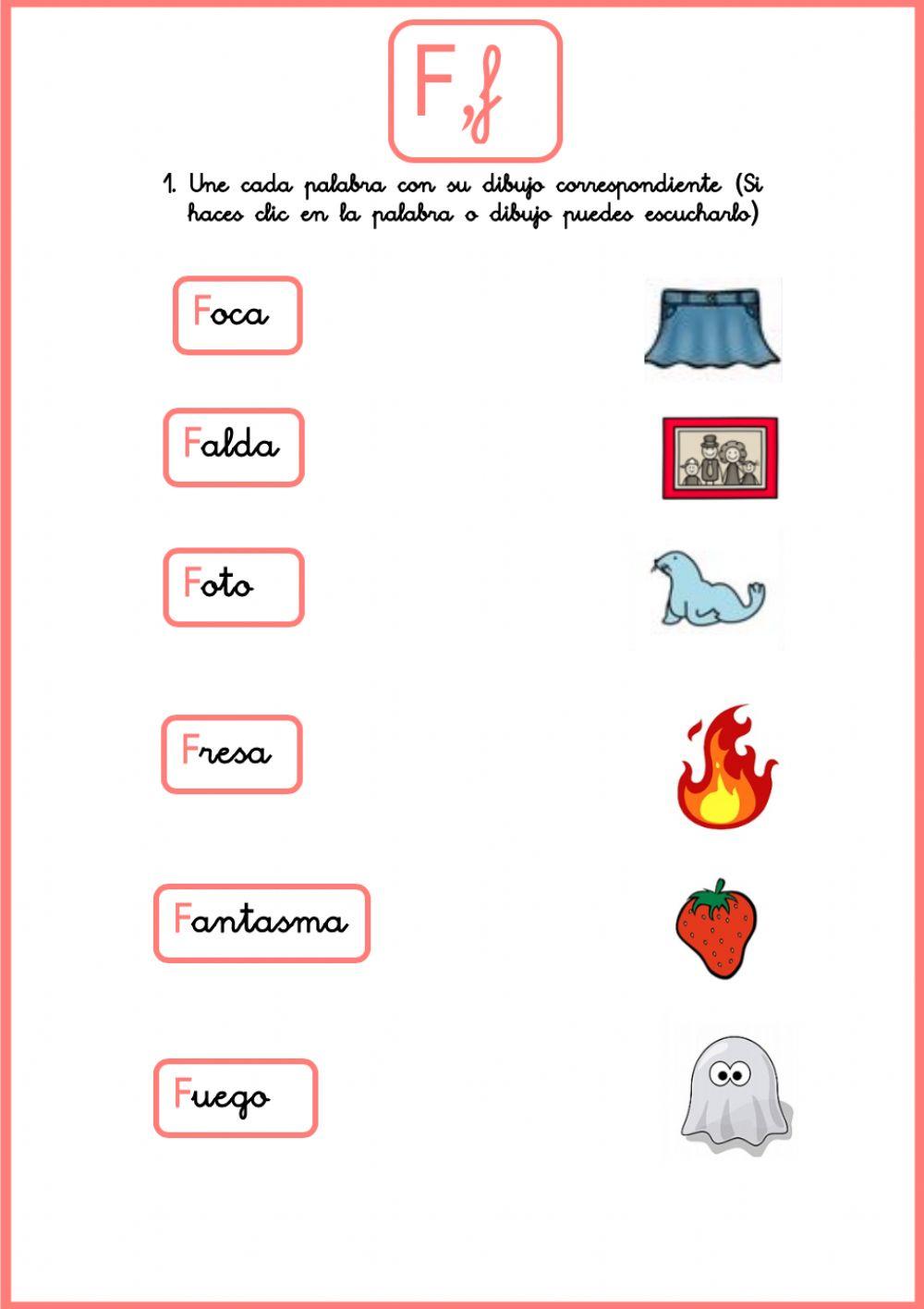 Letra -F- | Free Interactive Worksheets | 107789