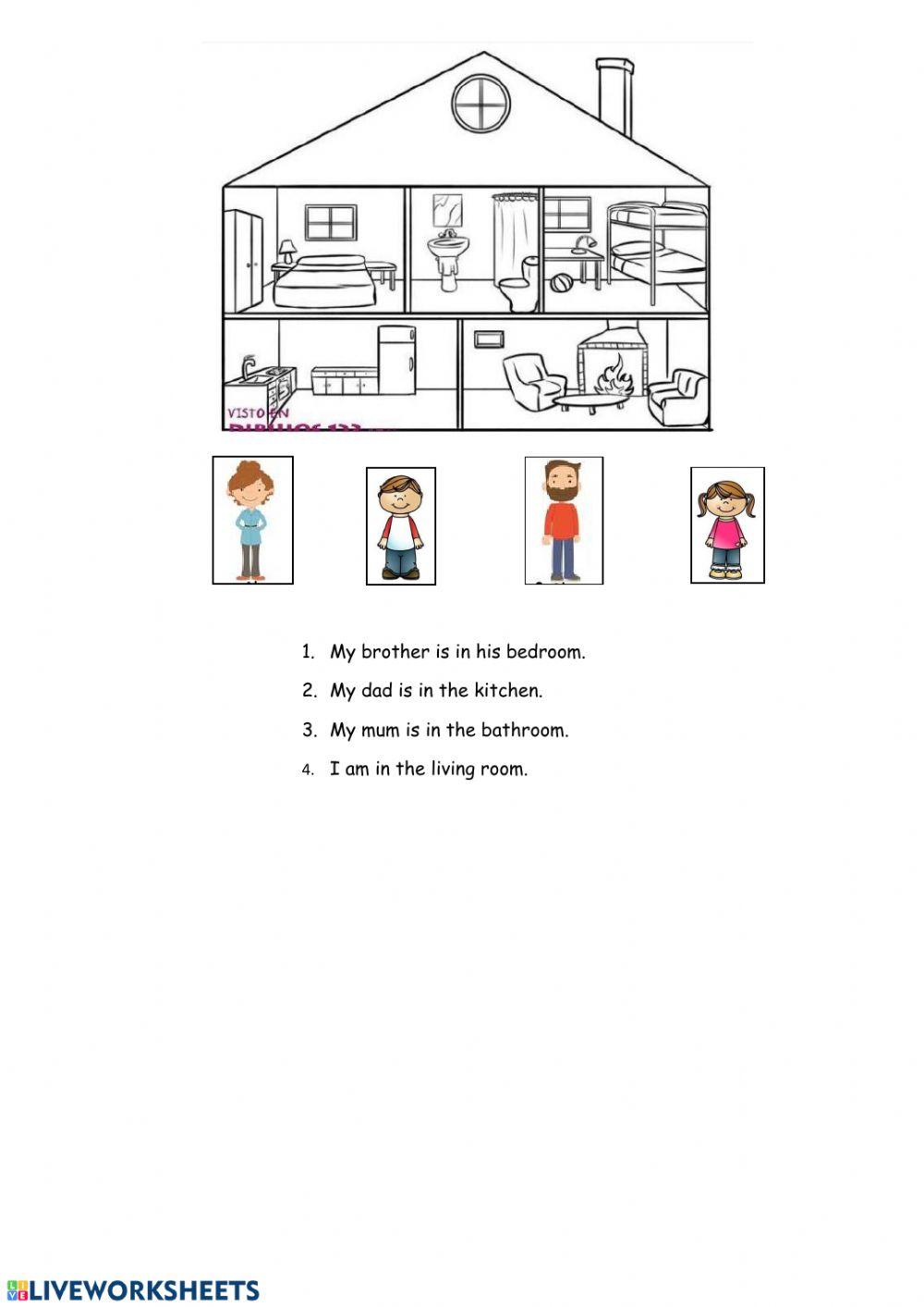 Rooms in a house activity | Live Worksheets