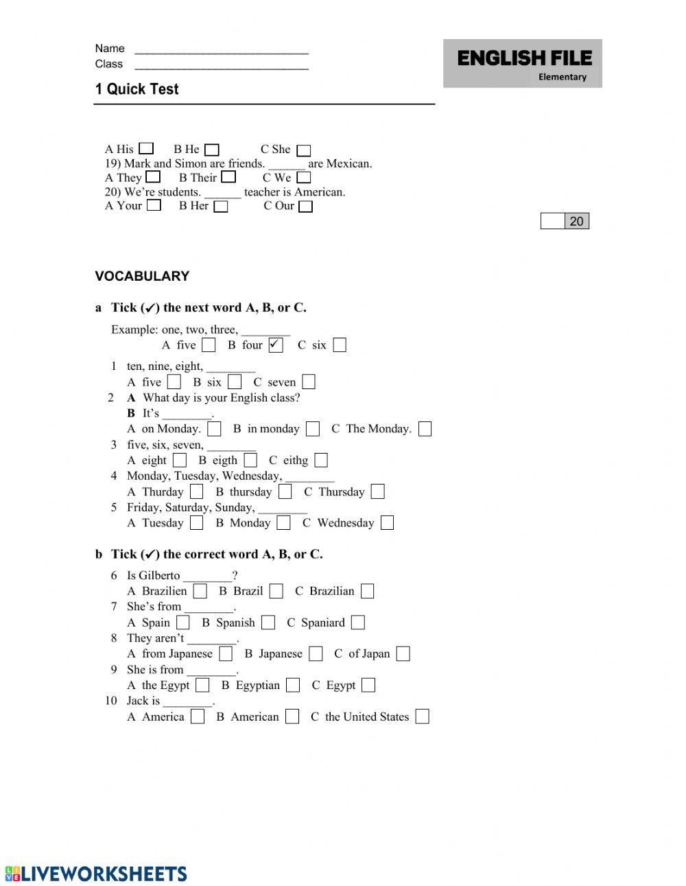 Pdf online exercise: Revision | Live Worksheets