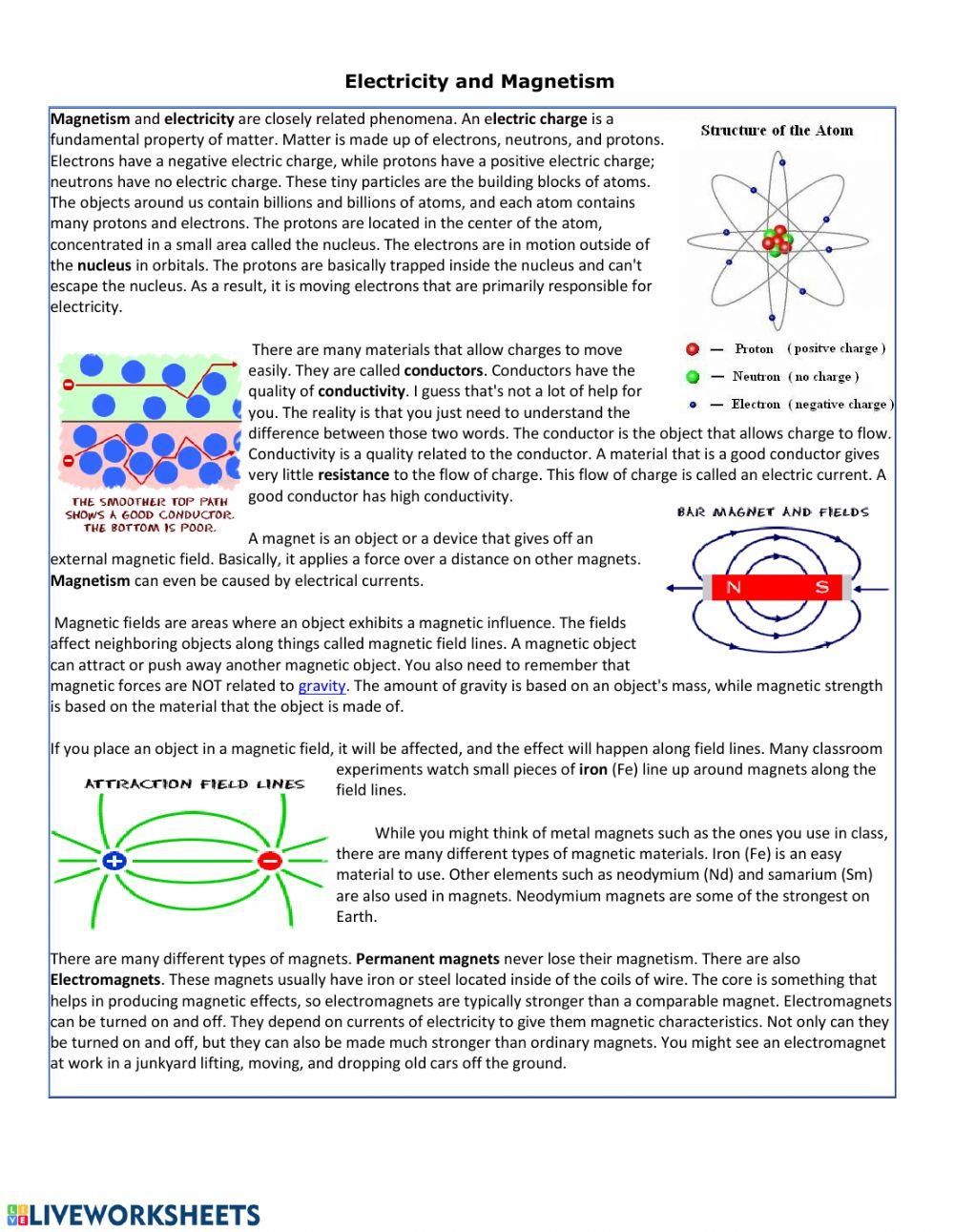 Electromagnetism 5490722 | Mary Snider | LiveWorksheets