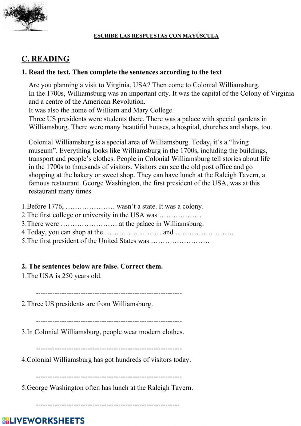 1º Eso Reading Unit 7 Online Exercise For Live Worksheets