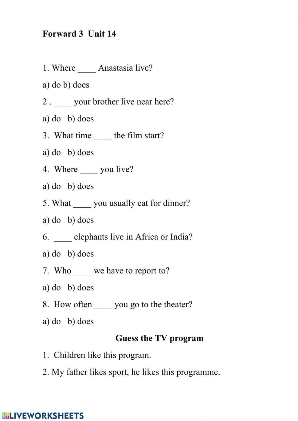 Grammar online activity for 3 | Live Worksheets