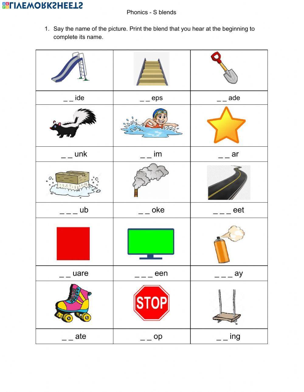 Phonics - S Ble… | Free Interactive Worksheets | 79064