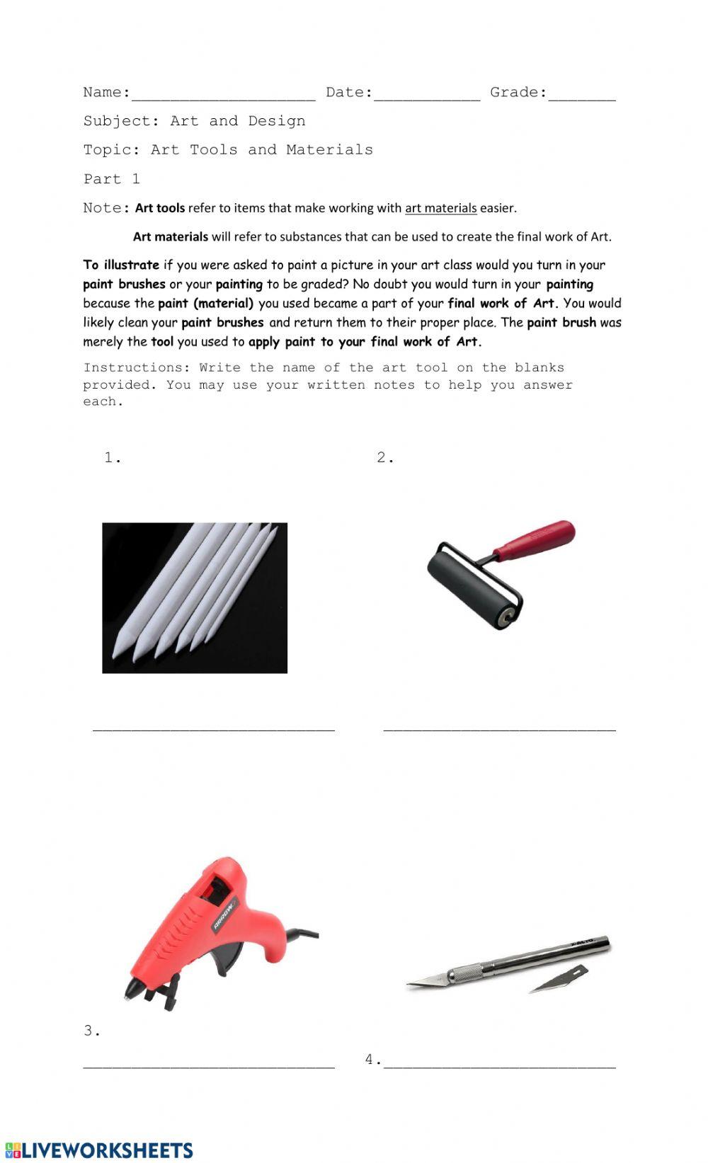 Art Tools and Materials Part 1 79221 | MrsSimmsLalane