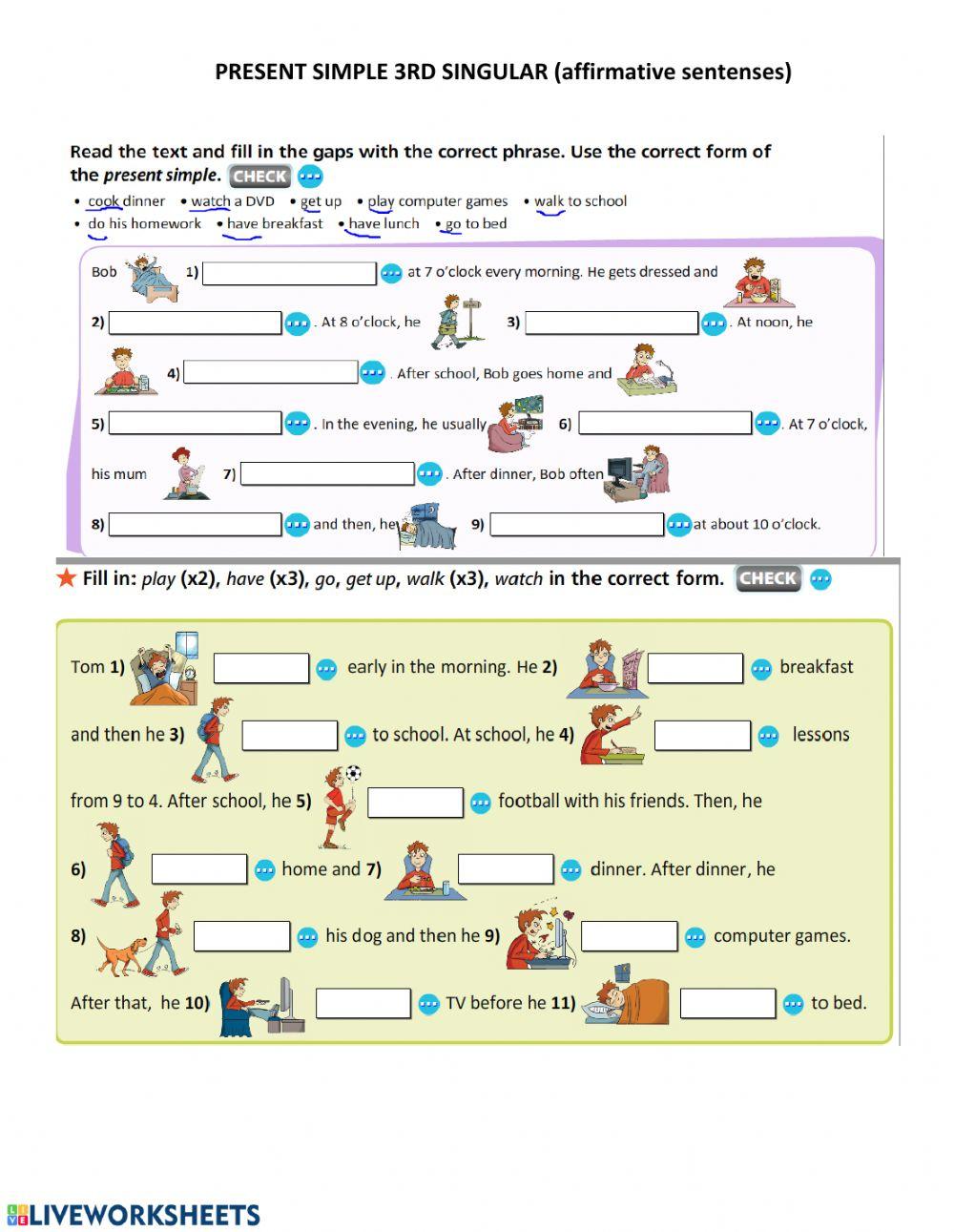 Present Simple interactive exercise for 5-6 | Live Worksheets