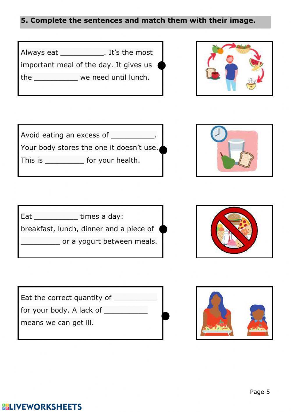 Nutrition test 02 worksheet | Live Worksheets