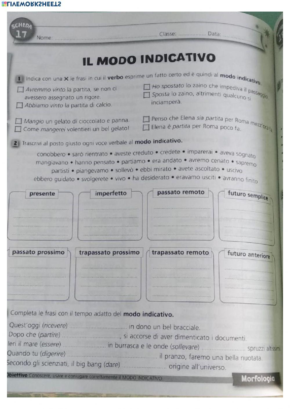Modo indicativo worksheet | Live Worksheets