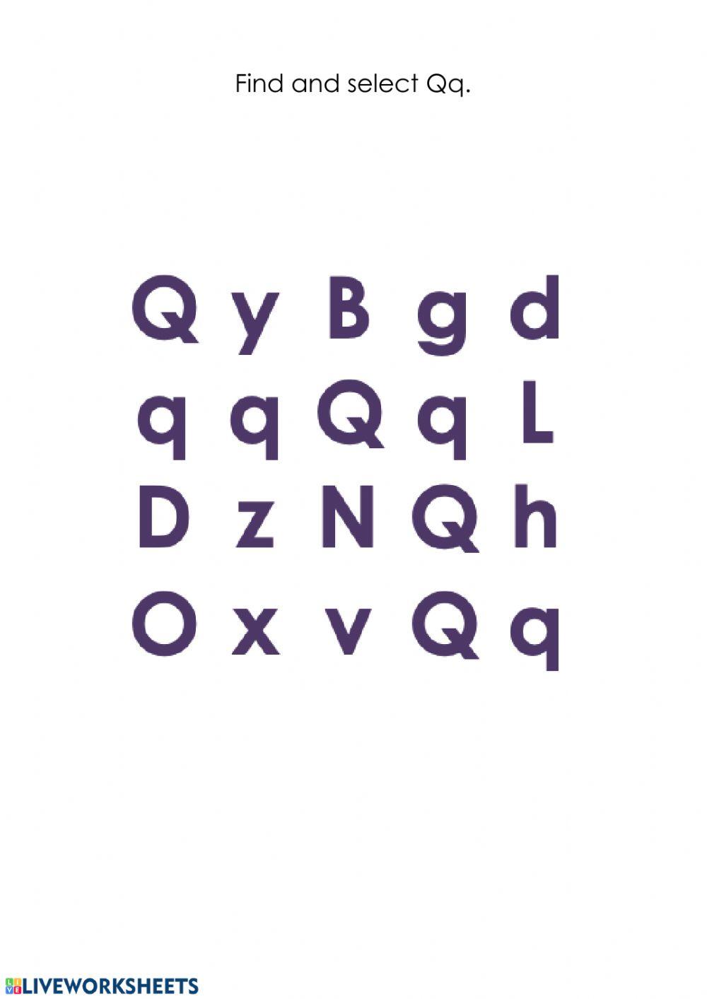 Phonics Q worksheet | Live Worksheets