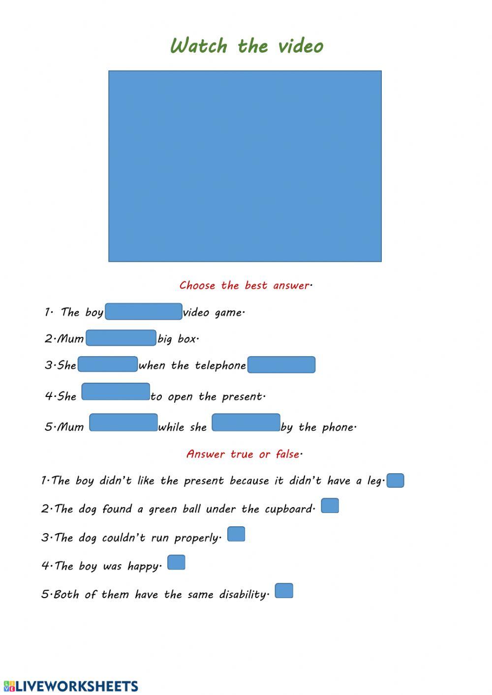 Watch and answer worksheet | Live Worksheets