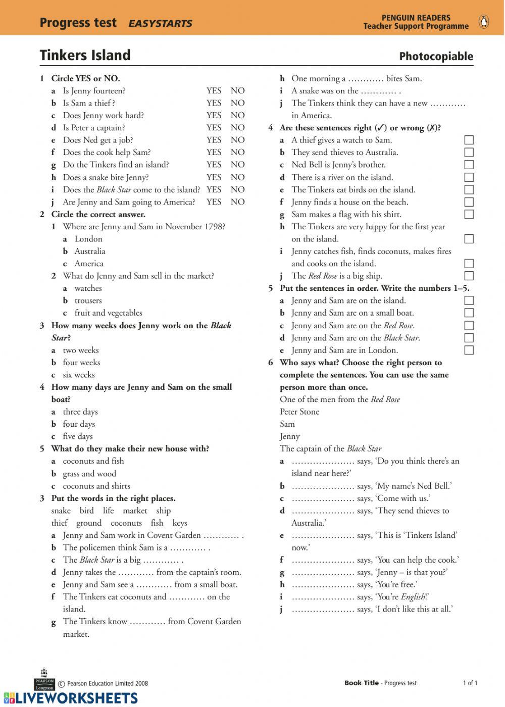 Reading Tinker … | Free Interactive Worksheets | 5439008