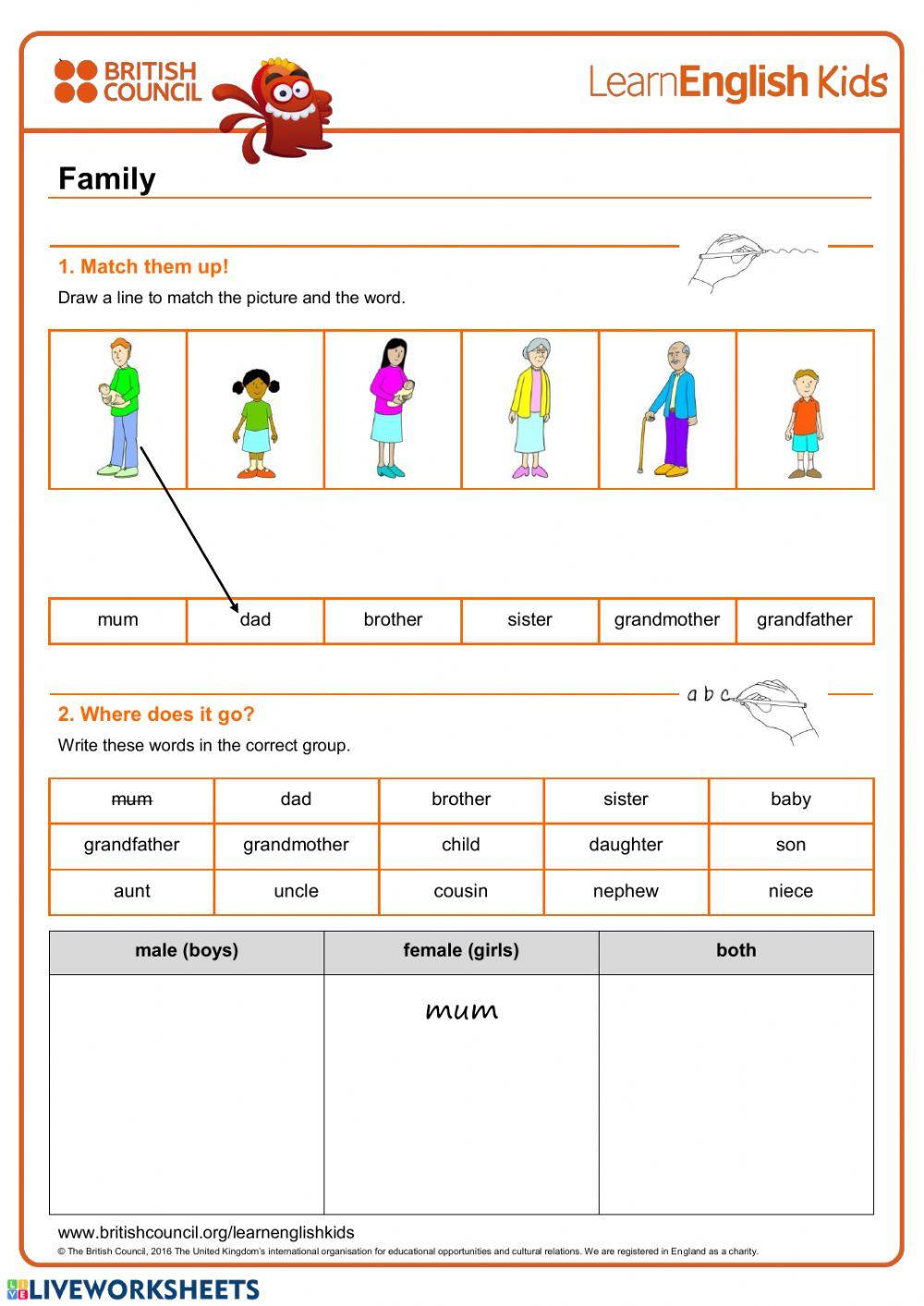 Family activity | Live Worksheets