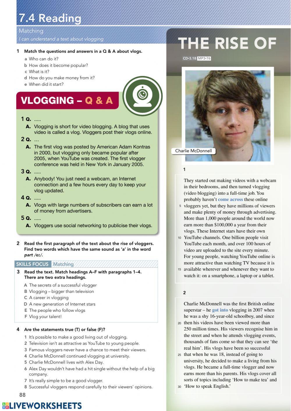 80632 | Vloggers | ElaW | LiveWorksheets