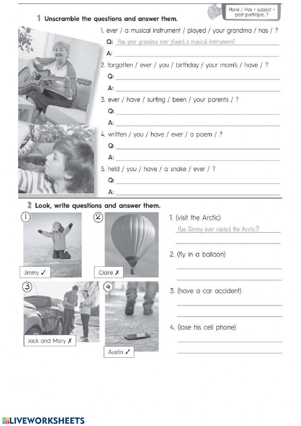 Present perfect… | Free Interactive Worksheets | 111556