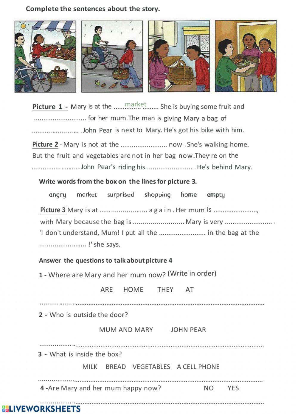 Picture Story f… | Free Interactive Worksheets | 5495620