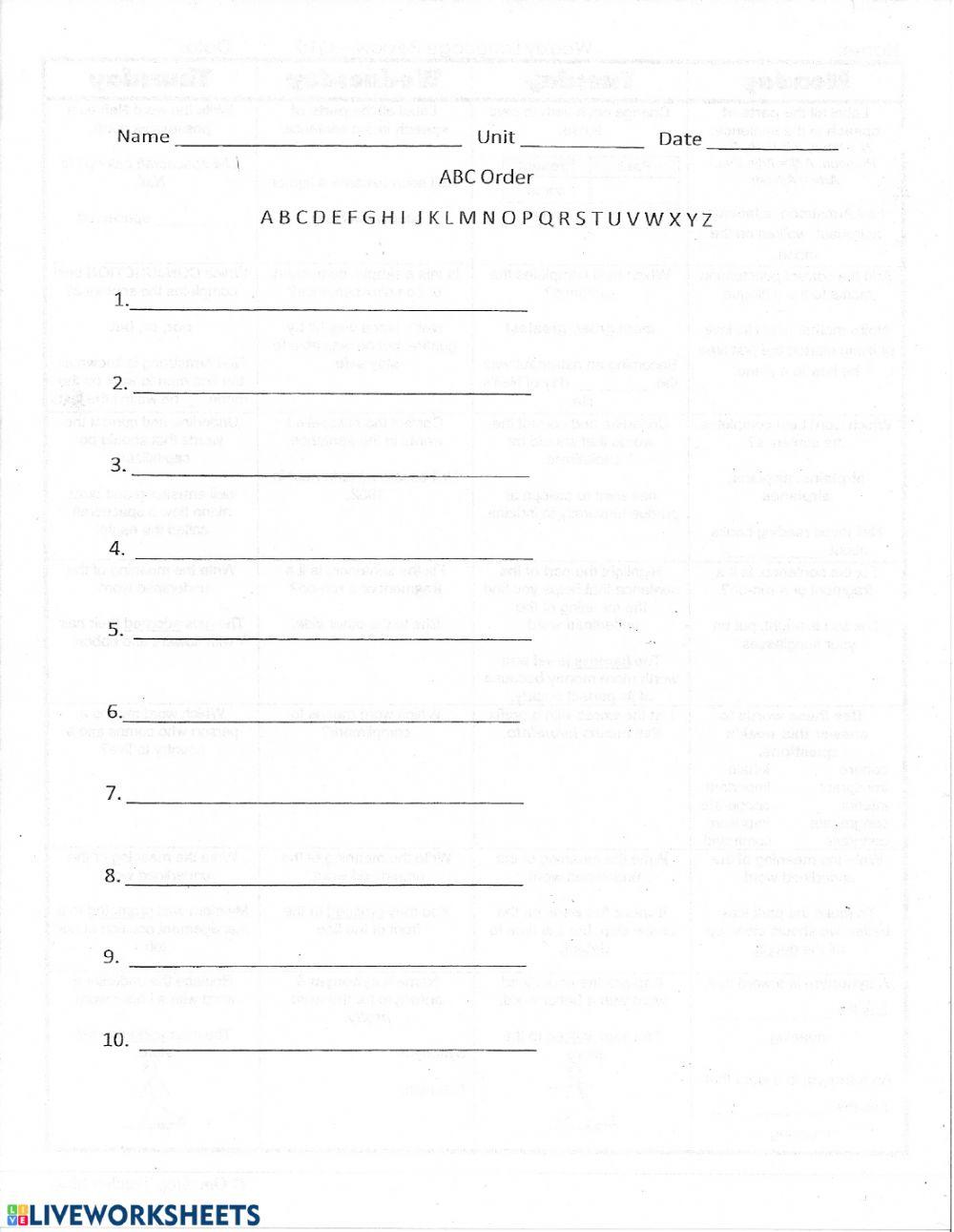 ABC Order Worksheet Live Worksheets abc-order-worksheet-live-worksheets