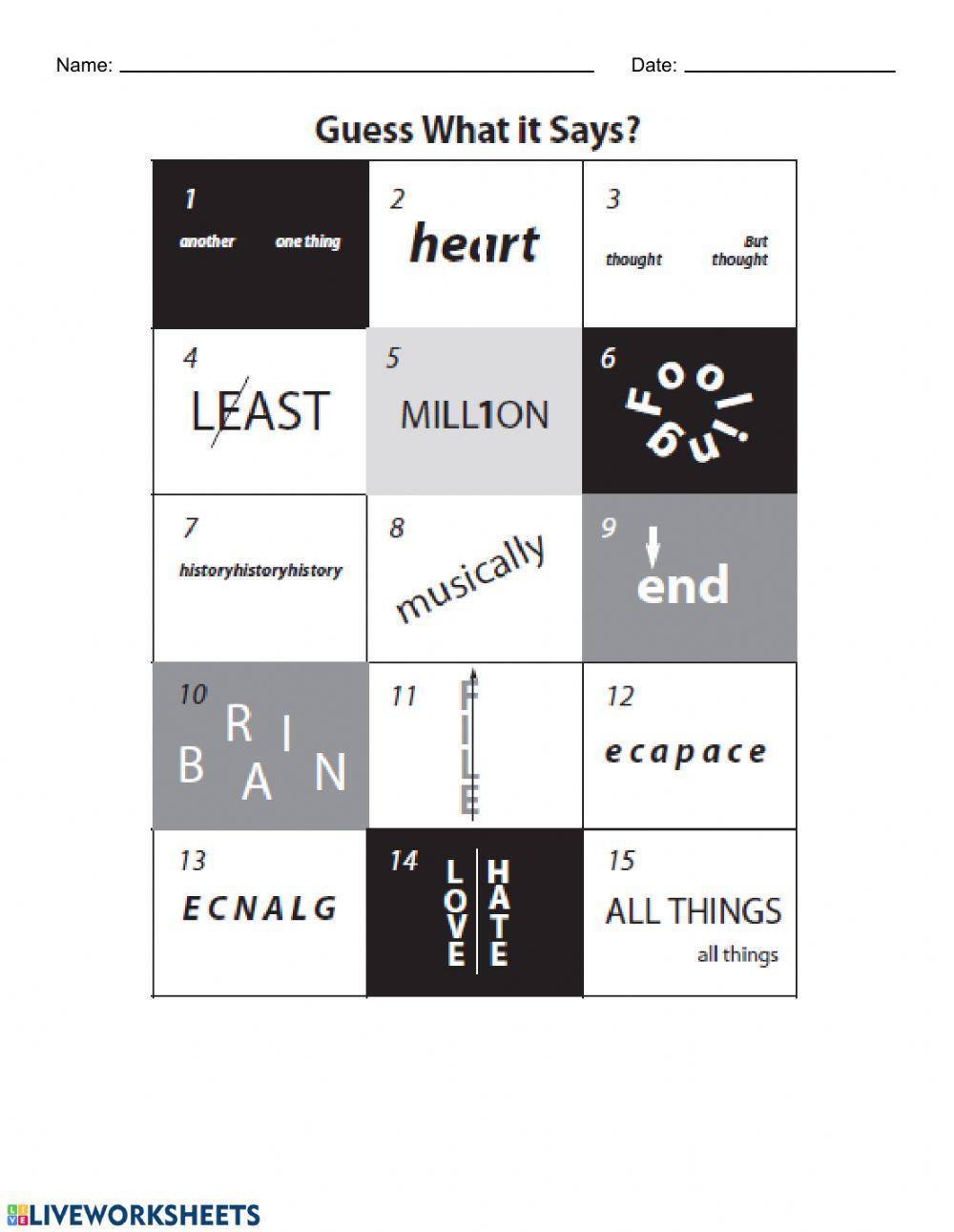 Rebus Fun worksheet | Live Worksheets