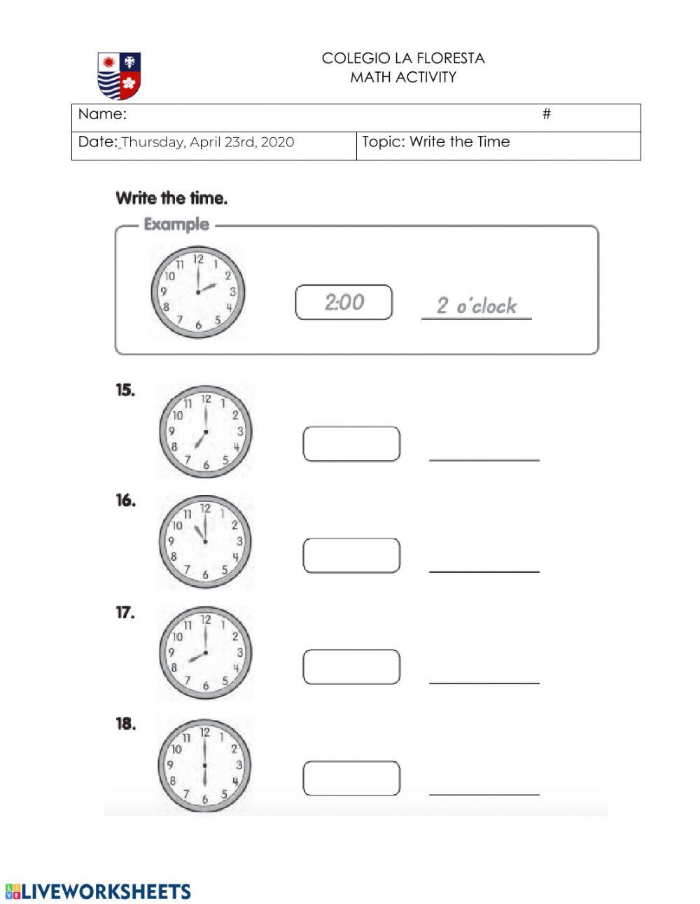 What Time is It? online exercise for | Live Worksheets