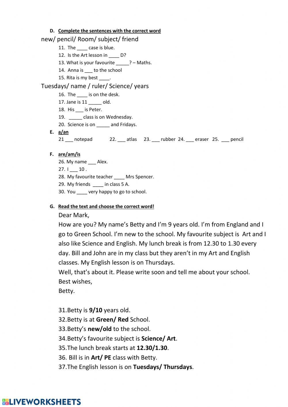 Test paper 1 spotlight worksheet | Live Worksheets