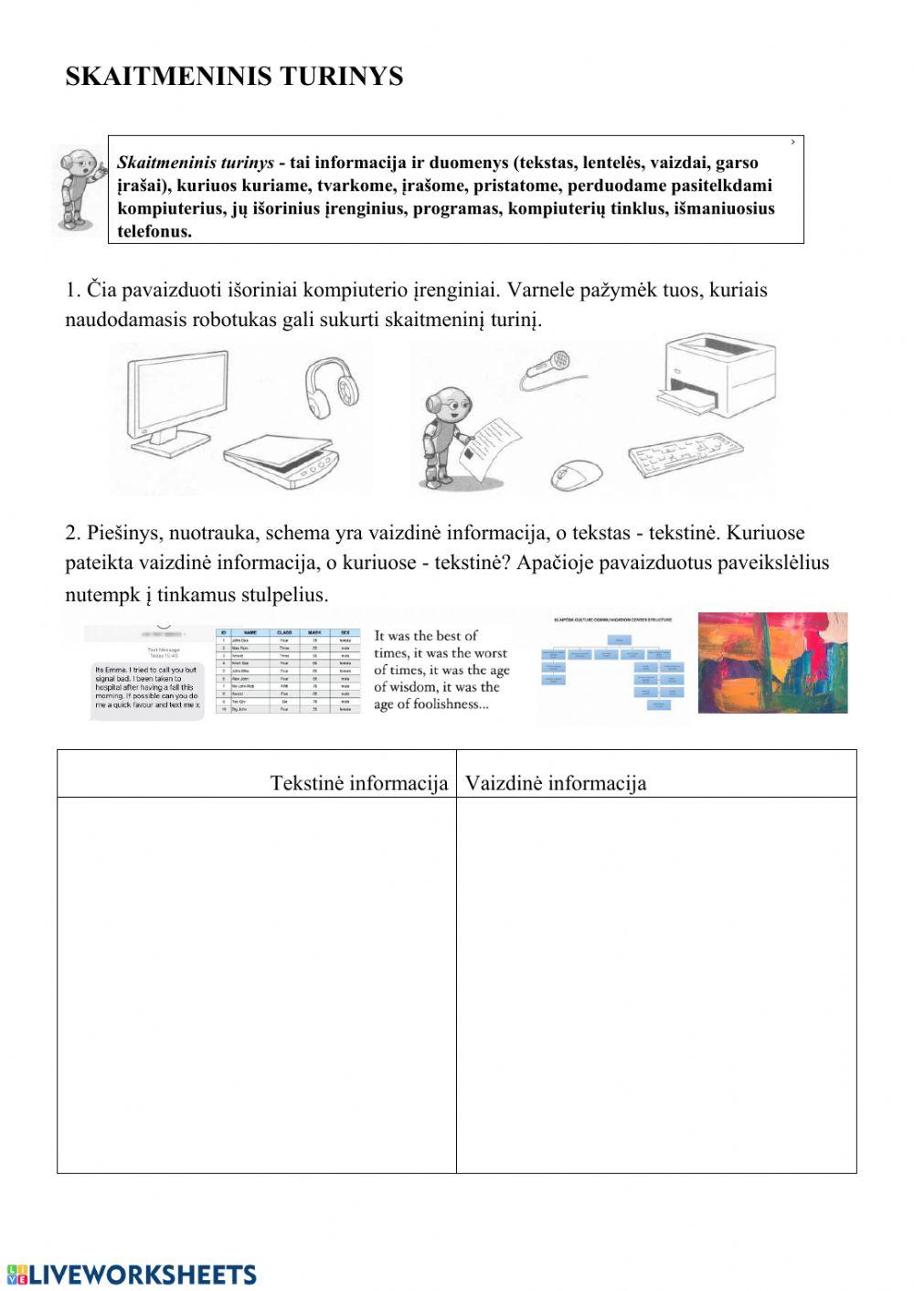 Informatika (1) worksheet | Live Worksheets