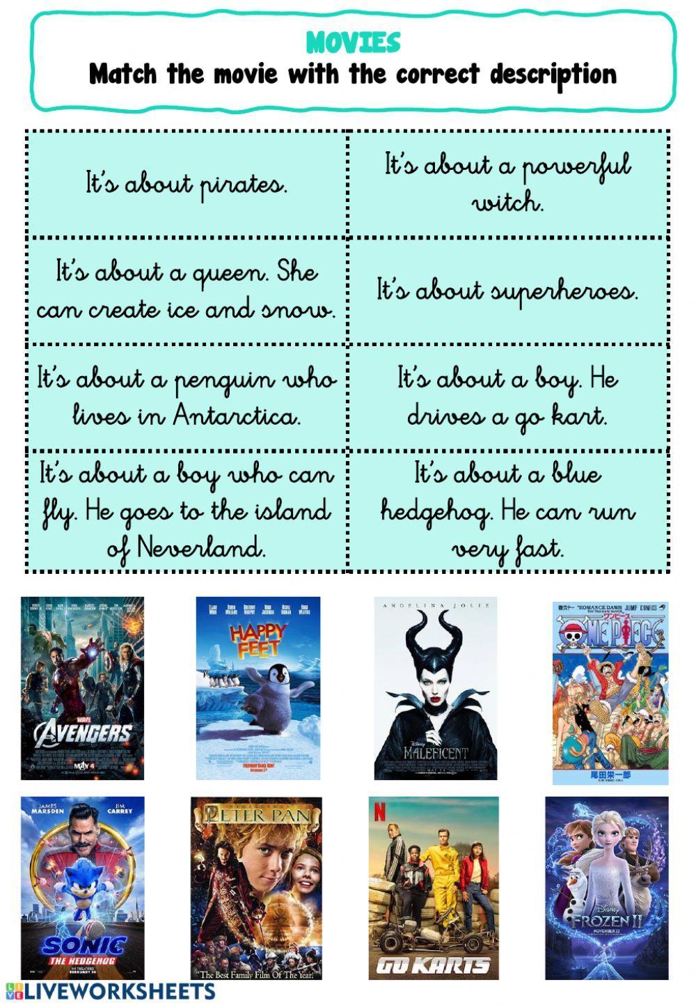 Movies - Page 2 | Free Interactive Worksheets | 112029