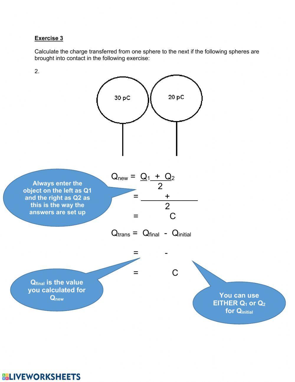 Electrostatics 4 worksheet | Live Worksheets