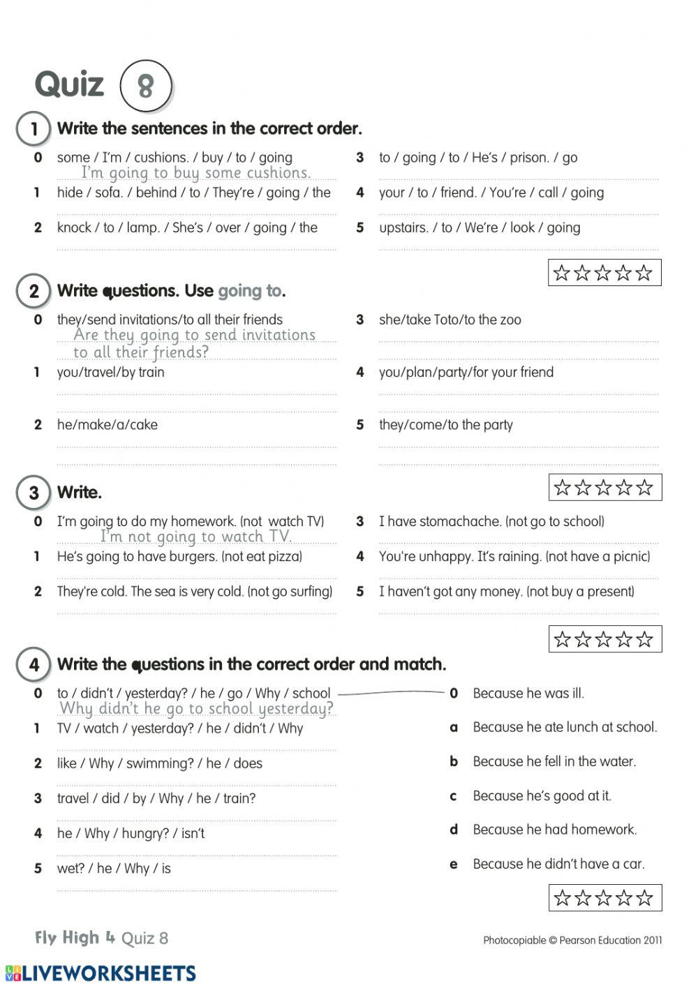Fly High 4 quiz 8 worksheet | Live Worksheets