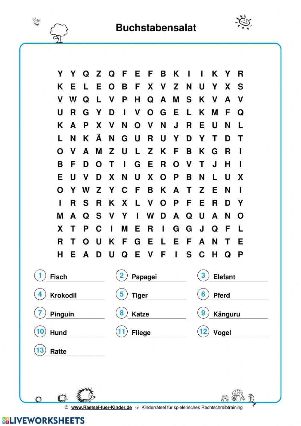 Tiere-Buchstabe… | Free Interactive Worksheets | 5497773