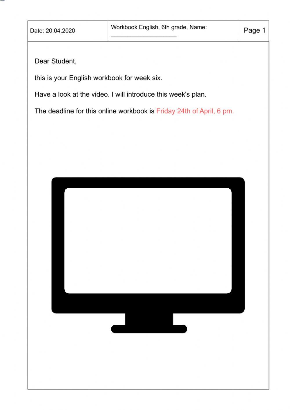 Intro week 6 worksheet | Live Worksheets