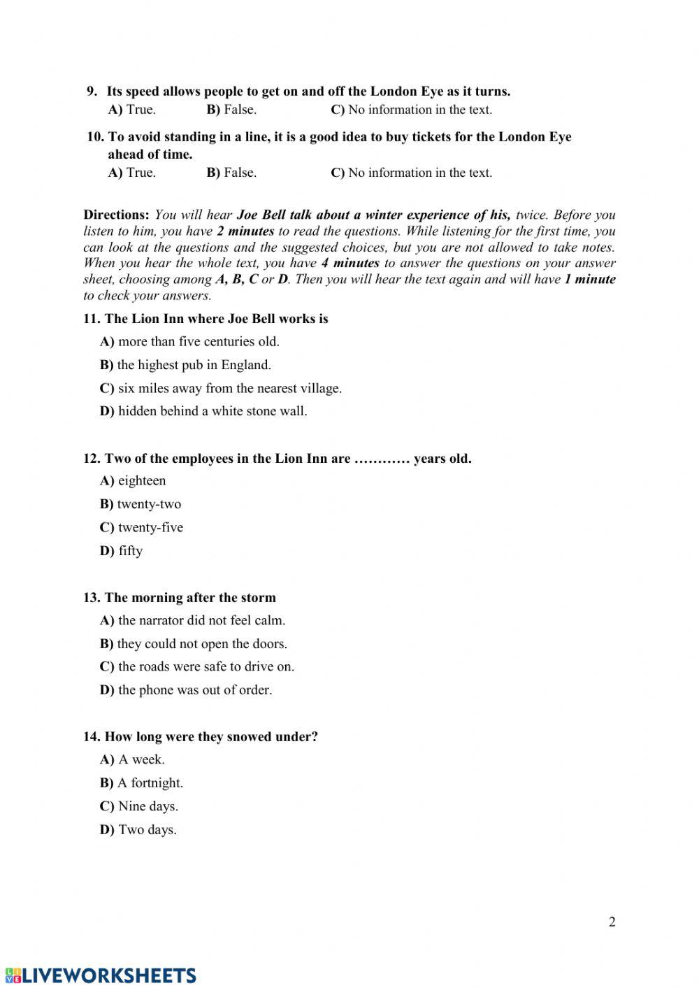 STATE EXAM practice - TEST 8 worksheet | Live Worksheets