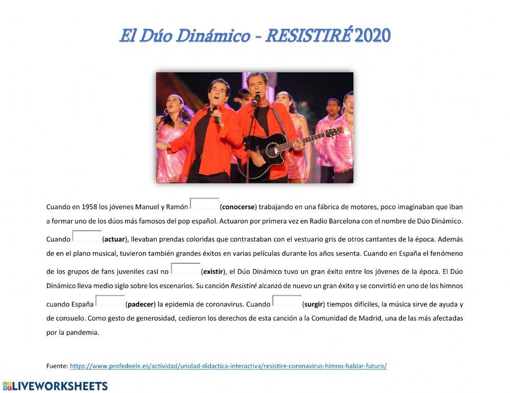 Dúo Dinámico - Resistiré 2020 online exercise for | Live Worksheets