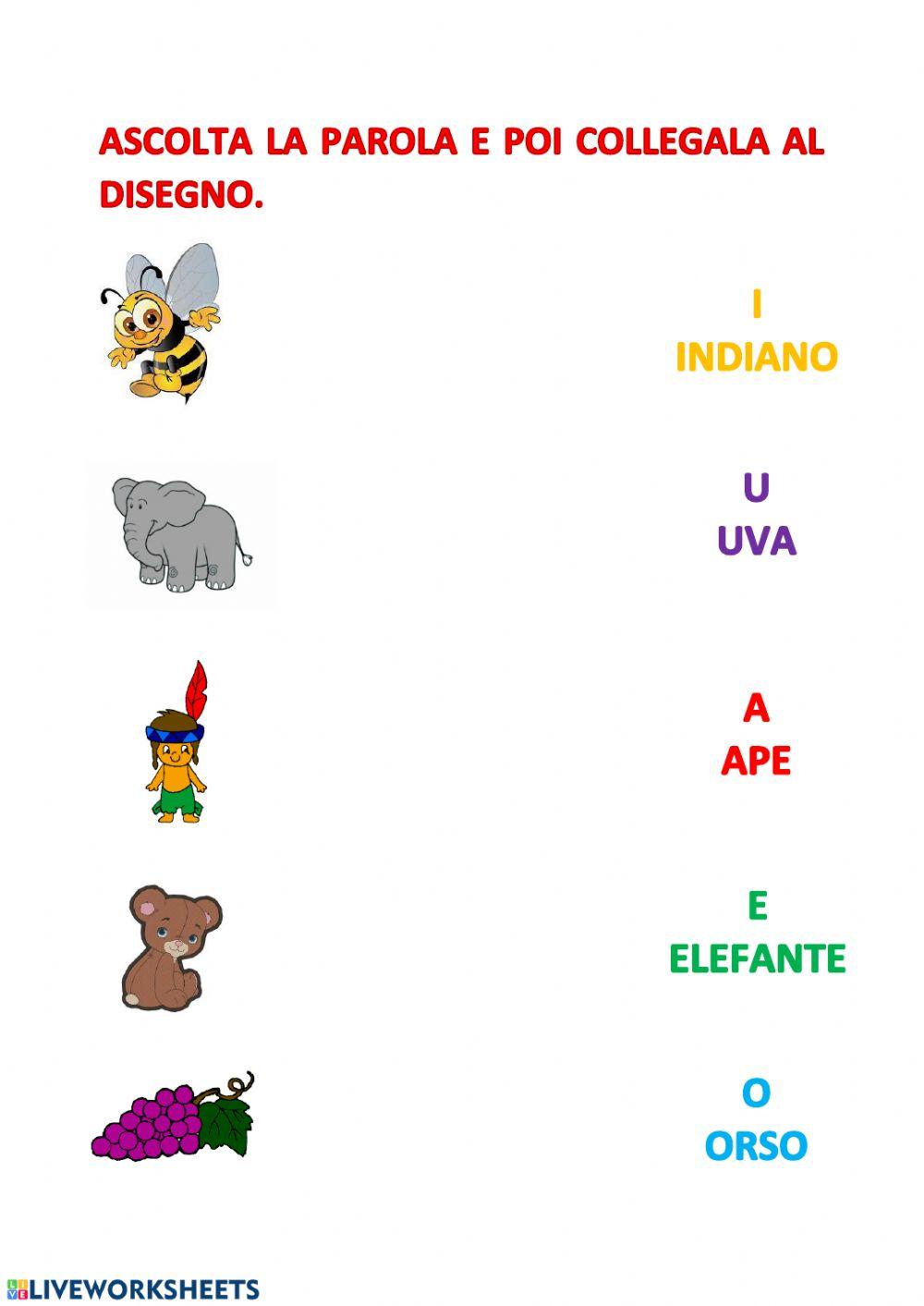 Le vocali activity | Live Worksheets