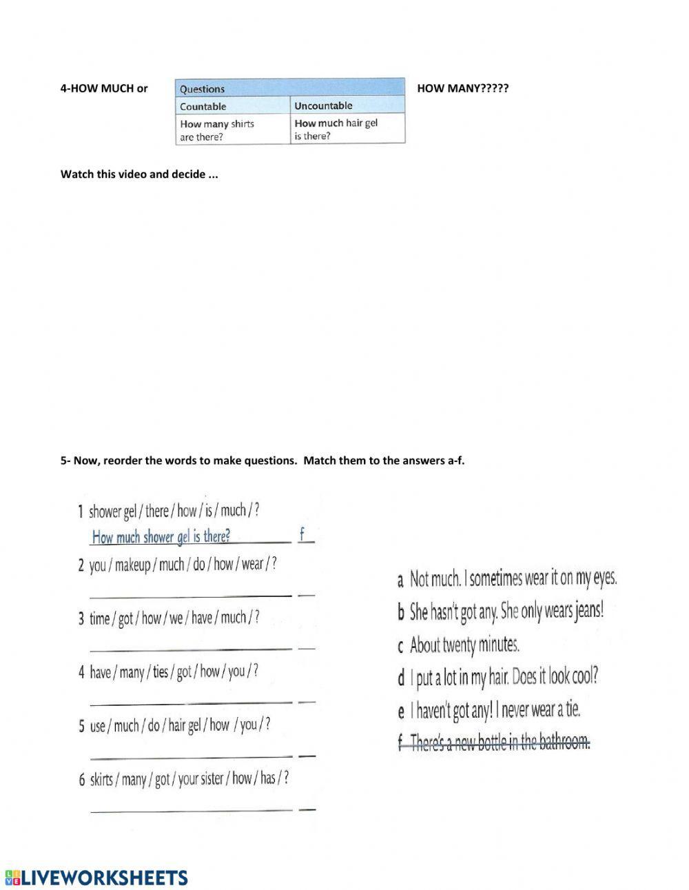 A lot-much-many worksheet | Live Worksheets